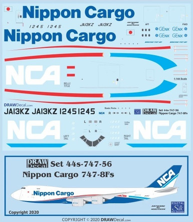 DRW44S-747-56 - Draw Decals 1/144 B747-8F Nippon Cargo decals