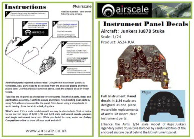 ASC2407 - Airscale Model Air Enhancement 1/24 Ju-87 Stuka Instrument Panel