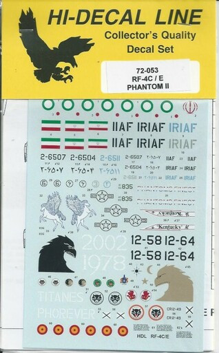 HDL72-053 - Hi-Decal Line RF-4C/E Phantom II - Decal sheet