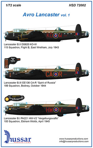 HUSHSD72002 - Hussar Productions 1/72 Avro Lancaster Vol. 1 - Wheels ...