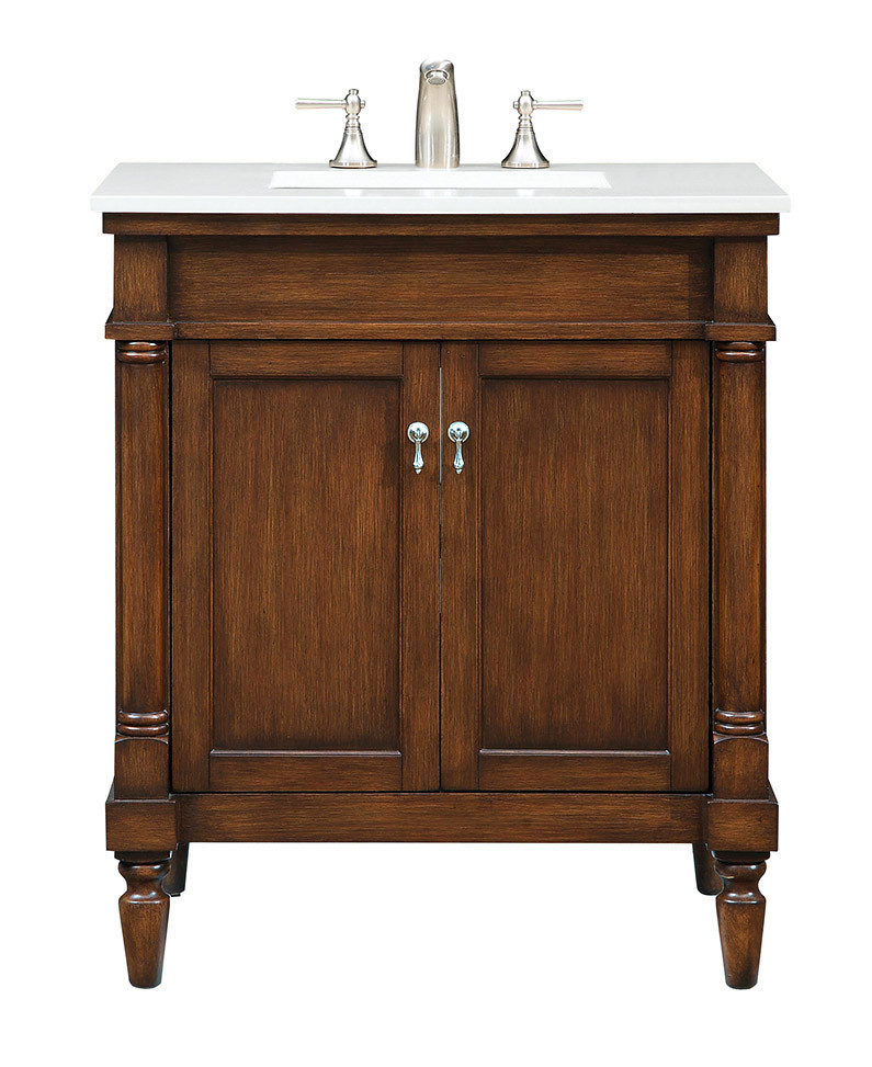 Elegant Furniture and Lighting 30 Inch Single Bathroom Vanity In Walnut ...