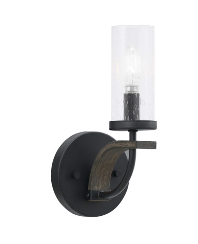 Monterey 1 Light Wall Sconce In Matte Black & Painted Distressed Wood ...