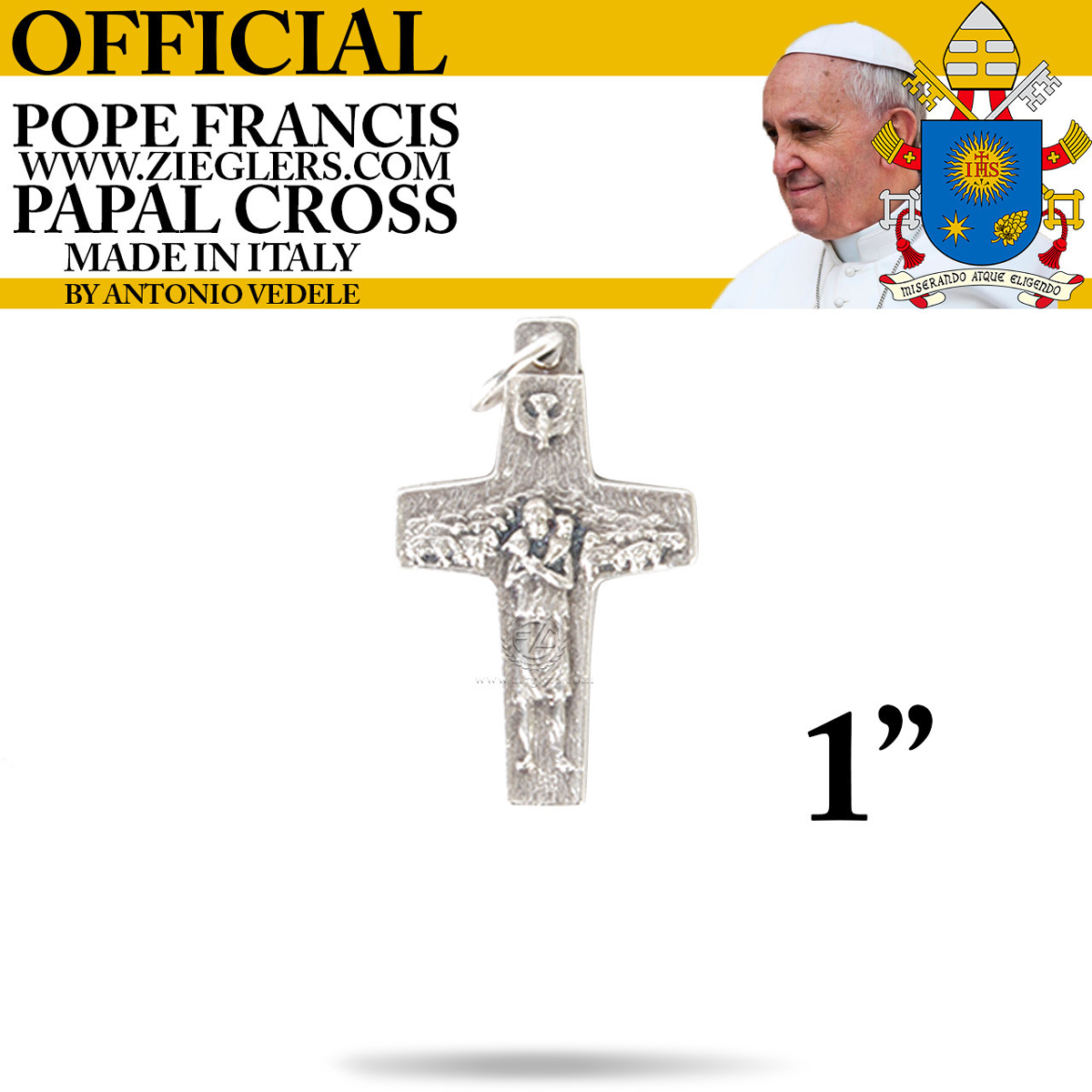 Papal Crucifix | Pendant | Pope Francis | 1" | Silver Oxidized Metal ...