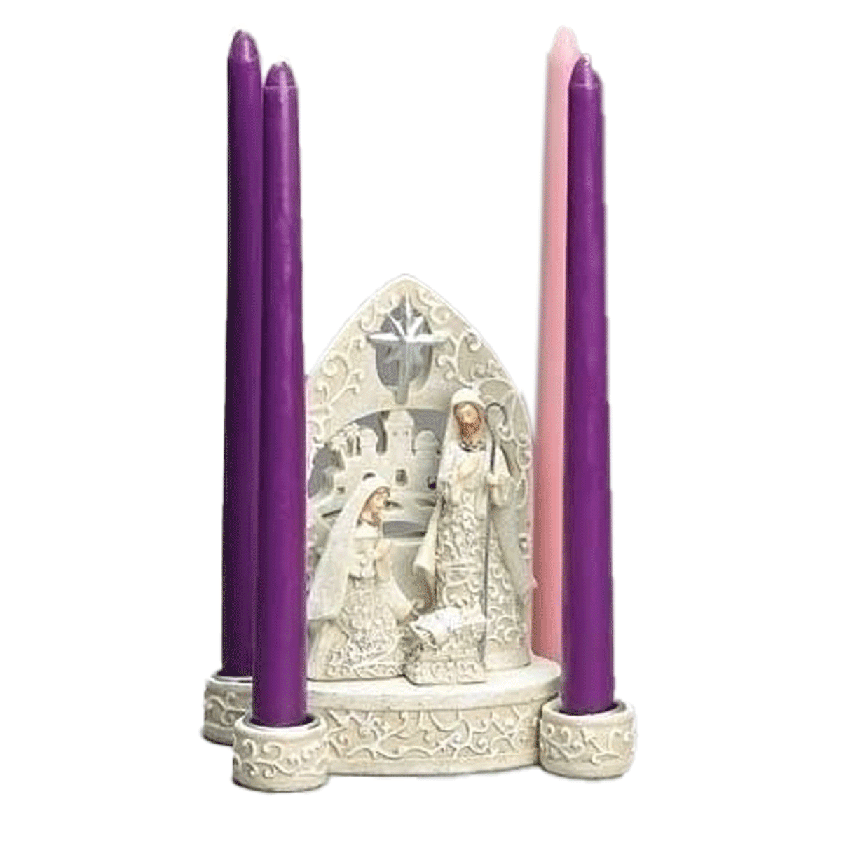 Nativity Arch Advent Candleholder | White | Cutout | Bethlehem | 7" - F ...