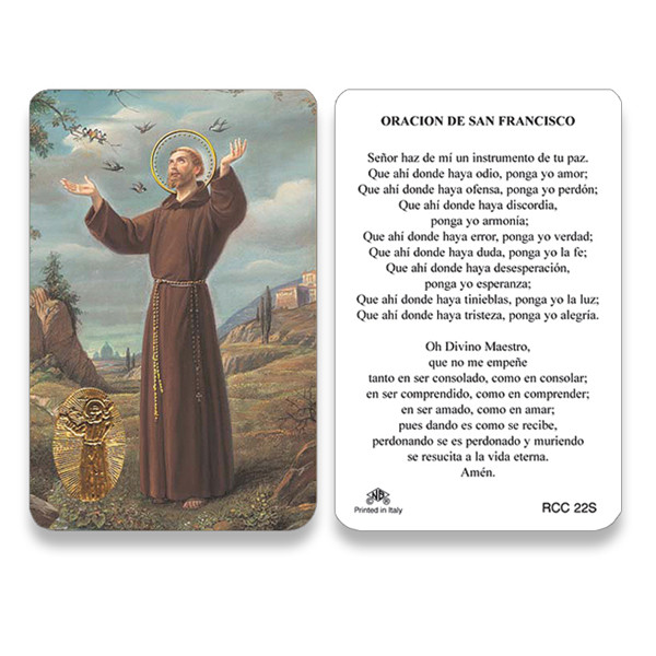 Holy Card of Oracion de San Francisco - Spanish, Box of 25 - F.C ...