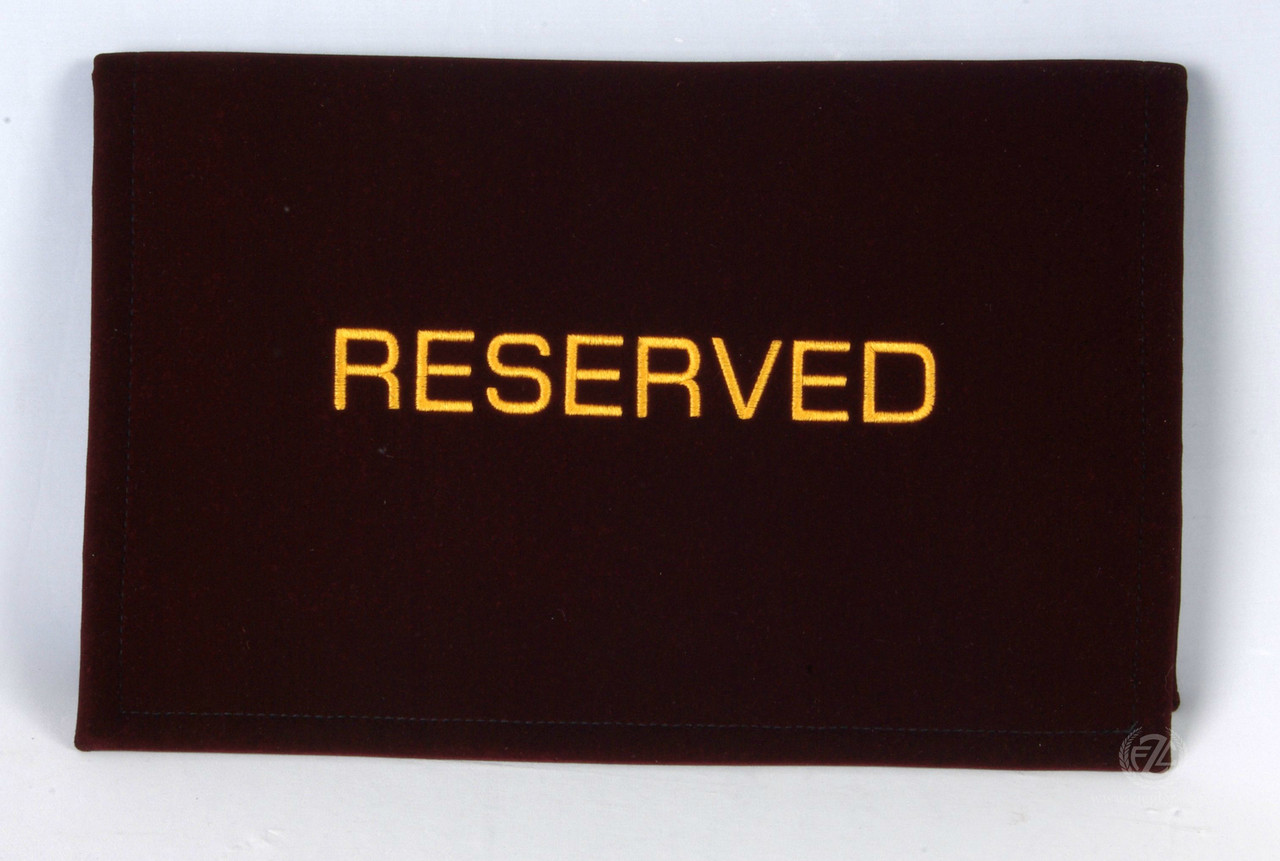 Reserved Pew Sign, Maroon Velvet, Drape Design, RURC6 - F.C. Ziegler ...