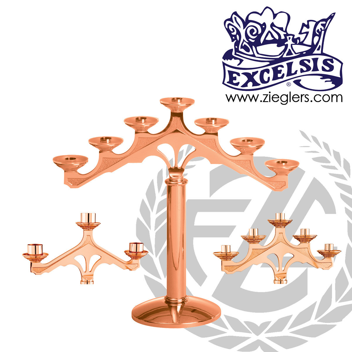 Altar Candelabra | Bronze or Brass | Fixed Arm | Round Base | 2168 - F ...