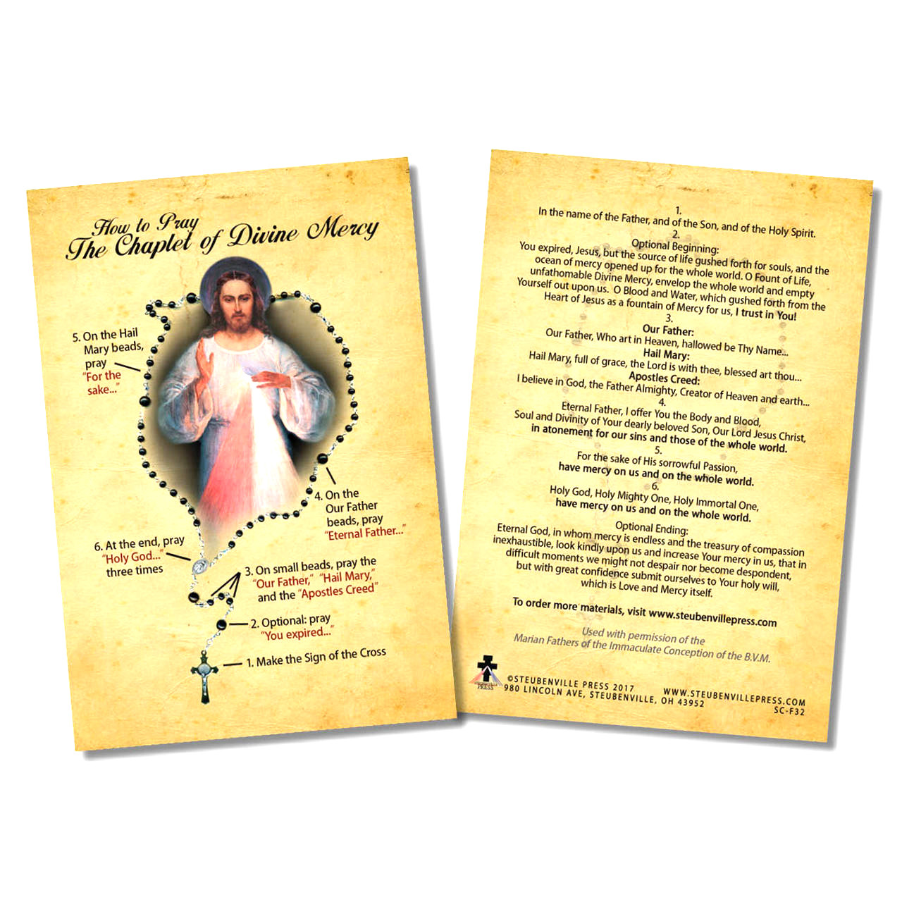 How to Pray Divine Mercy Chaplet Card 4x6