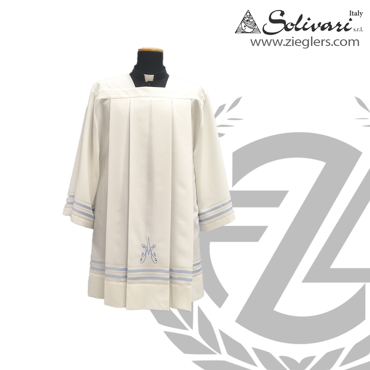 Clergy Surplice, Marian Symbol & Blue banding, Square Neckline ...