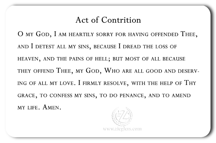 Catholic ID Card | Confession Prayer | Reverse Side Act of Contrition ...