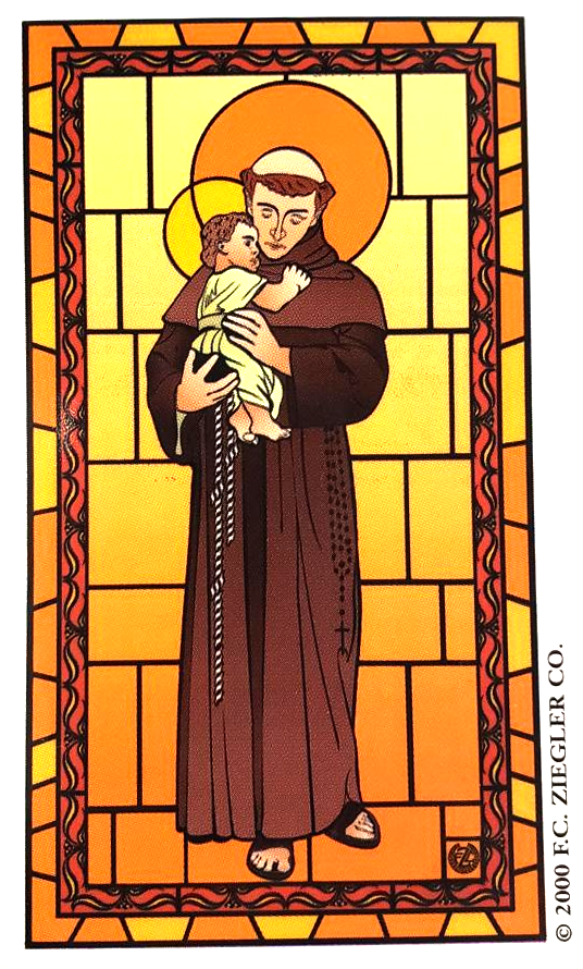 St Anthony & Child Sticker, Stained Glass Design, 4-1/2" x 3", STK15 ...