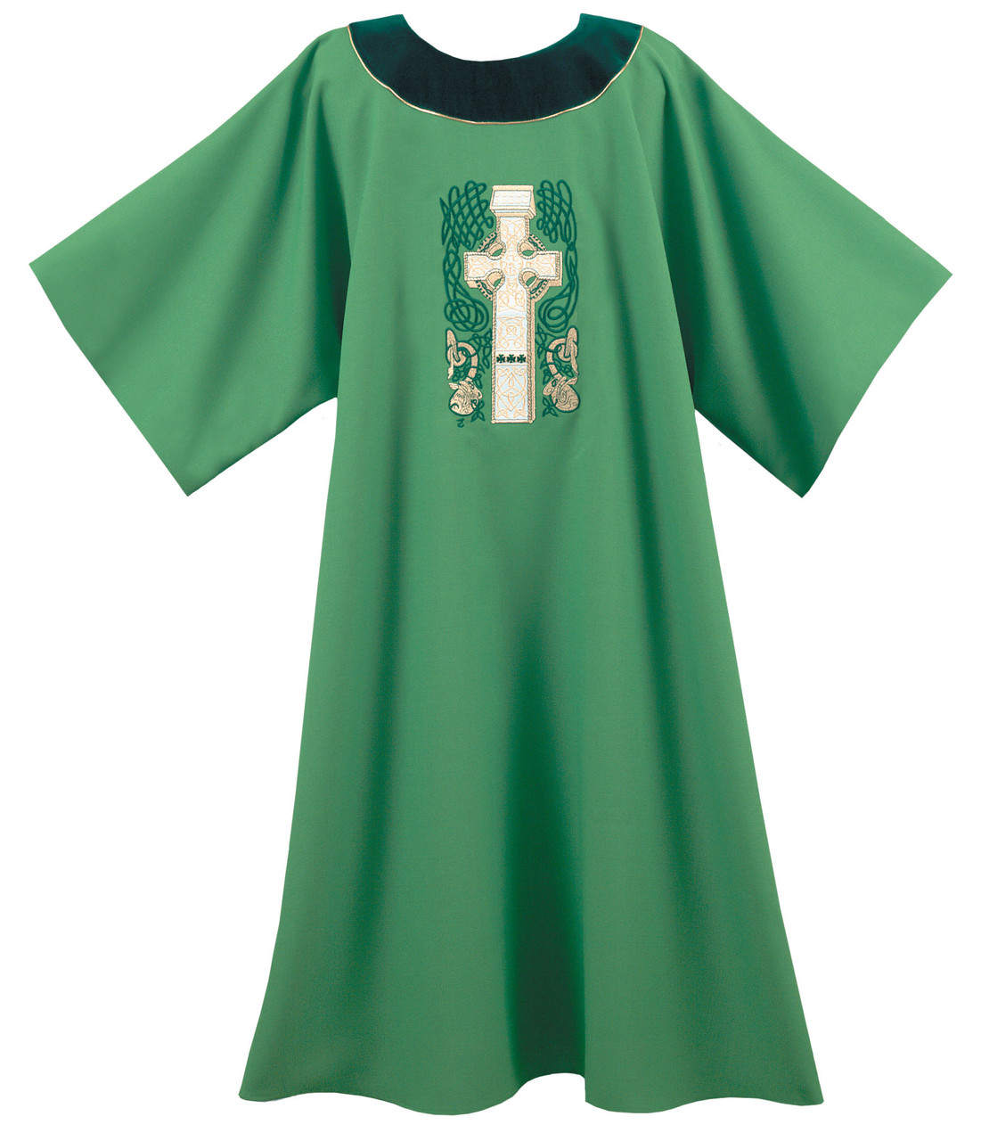 Green Dalmatic – Gallagher Cross Embroidery, Faithfully Sewn in Maine