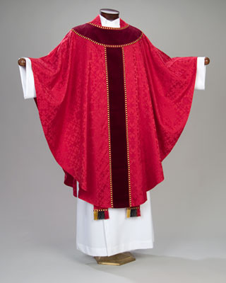 Almy's Chasuble and Stole 5667 | Silk Damask with Velvet Orphreys