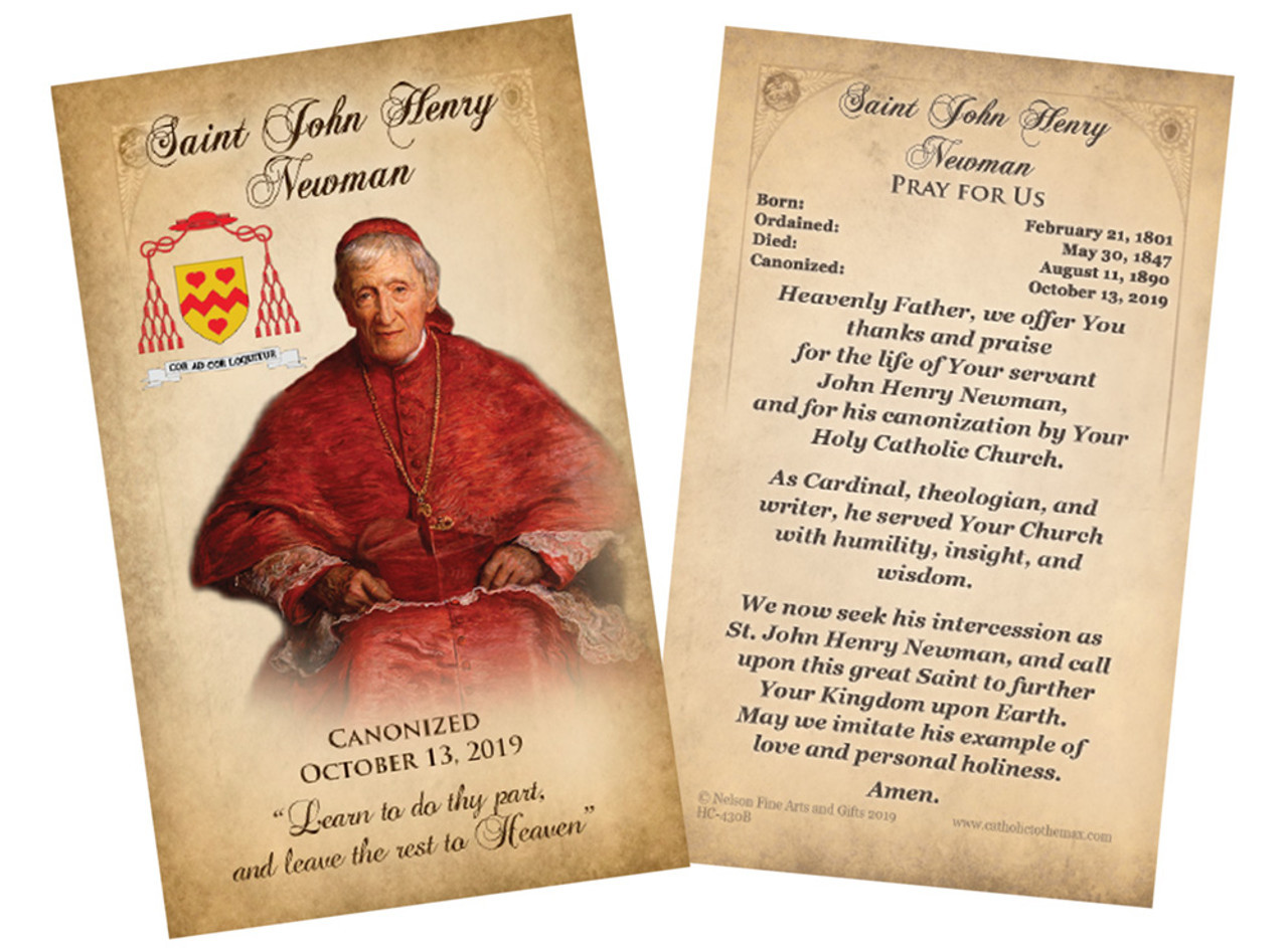 St. John Henry Newman Laminated Holy Card – Single 2.5" x 4.25" Card