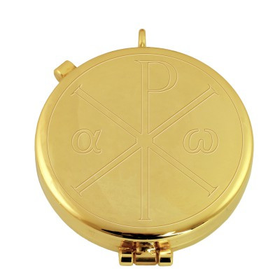 24k GP Brass Pyx, Alpha & Omega, 2" x 5/8‚Äú, Loop Attached, Made In ...