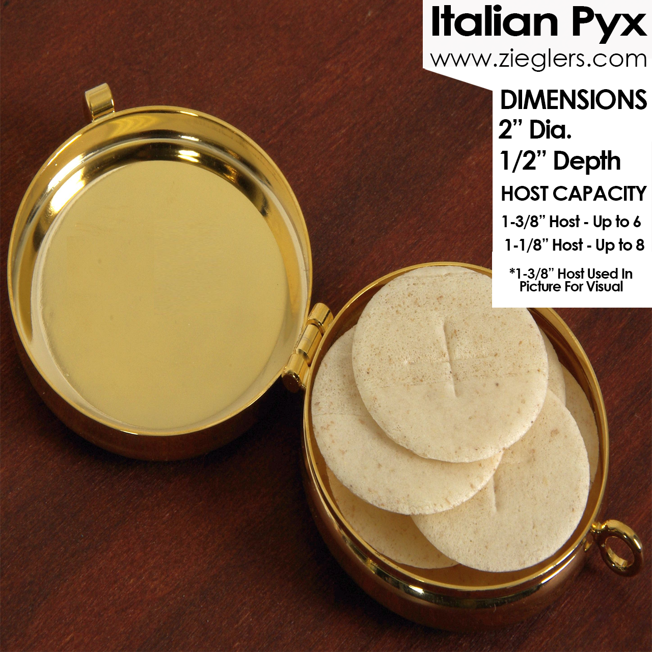 24k GP Brass Pyx, Bread & Fish, 2" x 5/8‚Äú, Loop Attached, Made In ...