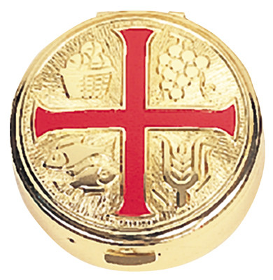 GP Brass Pyx | Red Enamel Cross - F.C. Ziegler Company