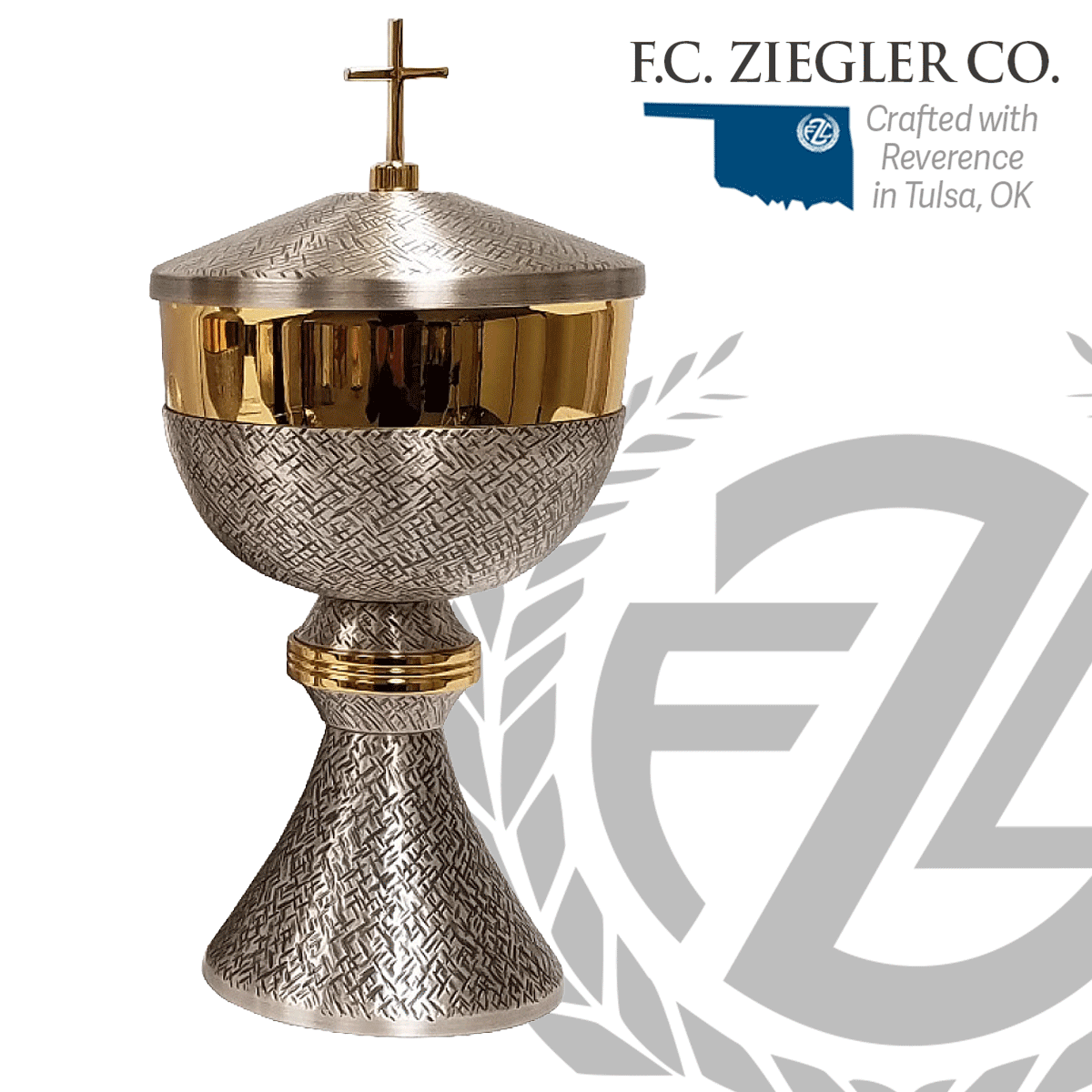 Cross Hatched Hammered Ciborium | 24k Gold Plated