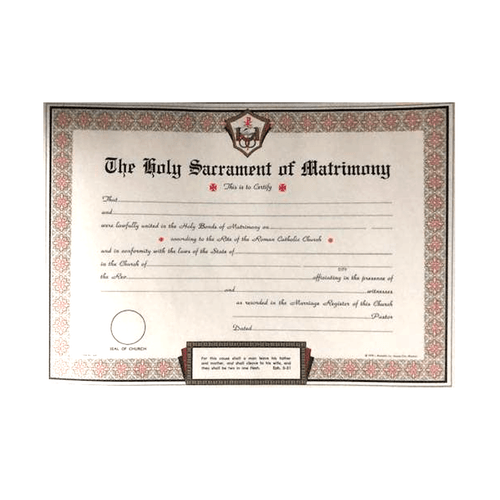 The Holy Sacrament of Matrimony, Certificate Forms, 50 per Pad, 1043 ...
