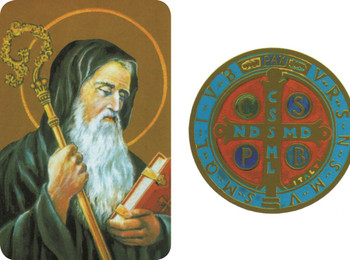 St Benedict | Medal Symbol | 2D Holy Card - F.C. Ziegler Company