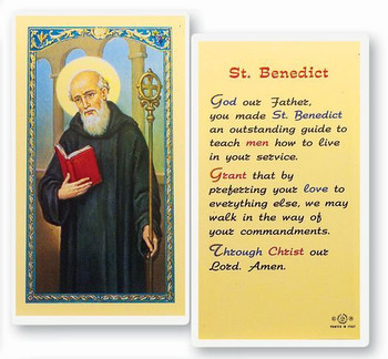 Holy Card, Saint Benedict, Laminated, 2-1/2" x 4-1/4", Italy, 800313 ...