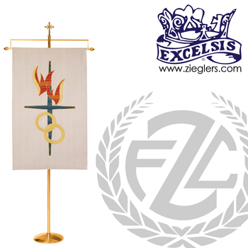 Processional Banner Stand | 105" | Brass or Bronze | For Banners Up to ...