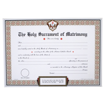 The Holy Sacrament of Matrimony, Certificate Forms, 50 per Pad, 1043 ...