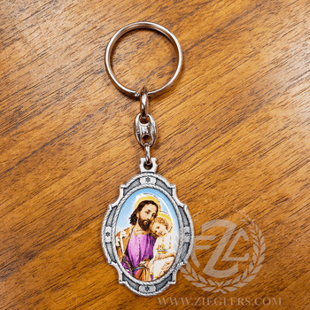 St Joseph & Child Keychain | Pray For Us | PC204OX - F.C. Ziegler Company