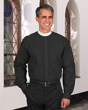 Long Sleeve Cotton Blend Clergy Shirt for Detachable Collar – CM Almy