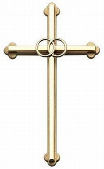 Wedding Wall Cross | Gold Tone On Tone | Rings | Budded Ends | 8" - F.C ...