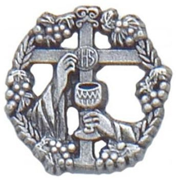 Blessed Sacrament Lapel Pin | First Communion | Grapes & Wheat Wreath ...