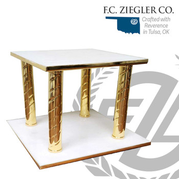 Thabor Table | Two-Tier Faux Marble Design | Spiral Posts
