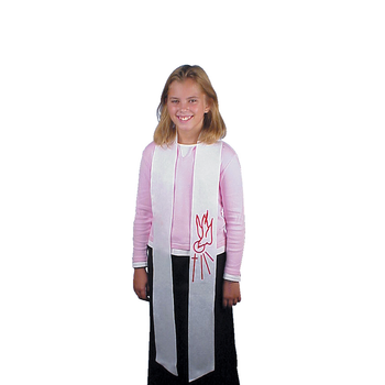 Confirmation Stole | White with Red Image | Felt | 41" x 4" - F.C ...