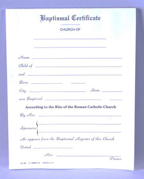 Baptismal Forms - Style #305 - F.C. Ziegler Company