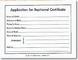Baptismal Forms Application for Certificate - Style #320 - F.C. Ziegler ...