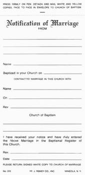 Marriage Forms 3 Part Copies - Style #310 - F.C. Ziegler Company