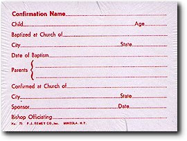 Confirmation Forms Name Card - Style #75 - F.C. Ziegler Company