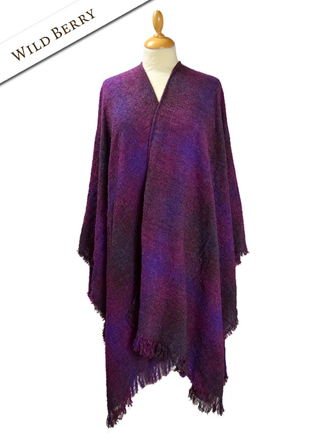 Lambswool Celtic Ruana Wrap - Wild Berry | Kerry Woolen Mills