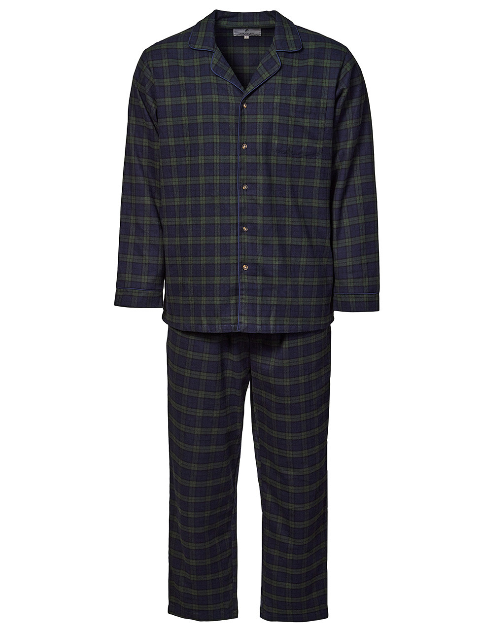 Men's Irish Flannel Lounge Pyjamas - Green Blackwatch Tartan | Weavers ...