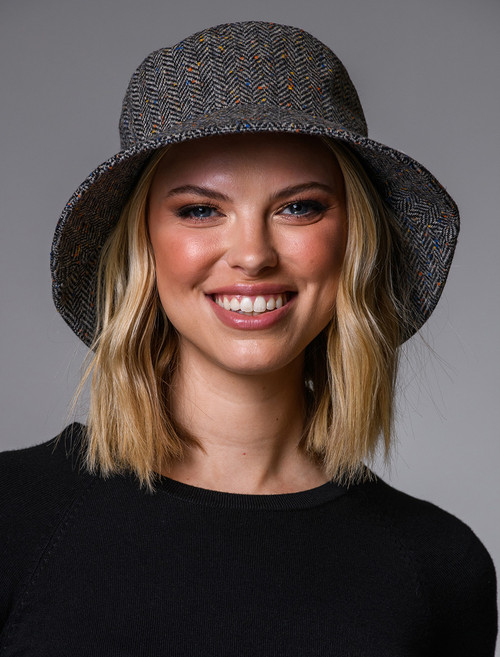 Ladies Erin Bucket Hat Grey Herringbone Mucros Weavers ladies-erin-bucket-hat-grey-herringbone-mucros-weavers