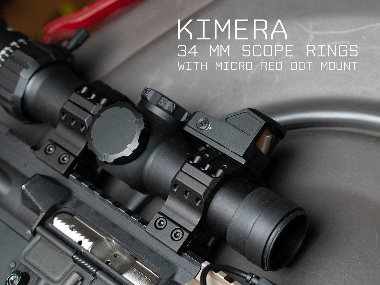 Kimera 34mm Scope Rings | with Detachable Canted Red Dot Mount
