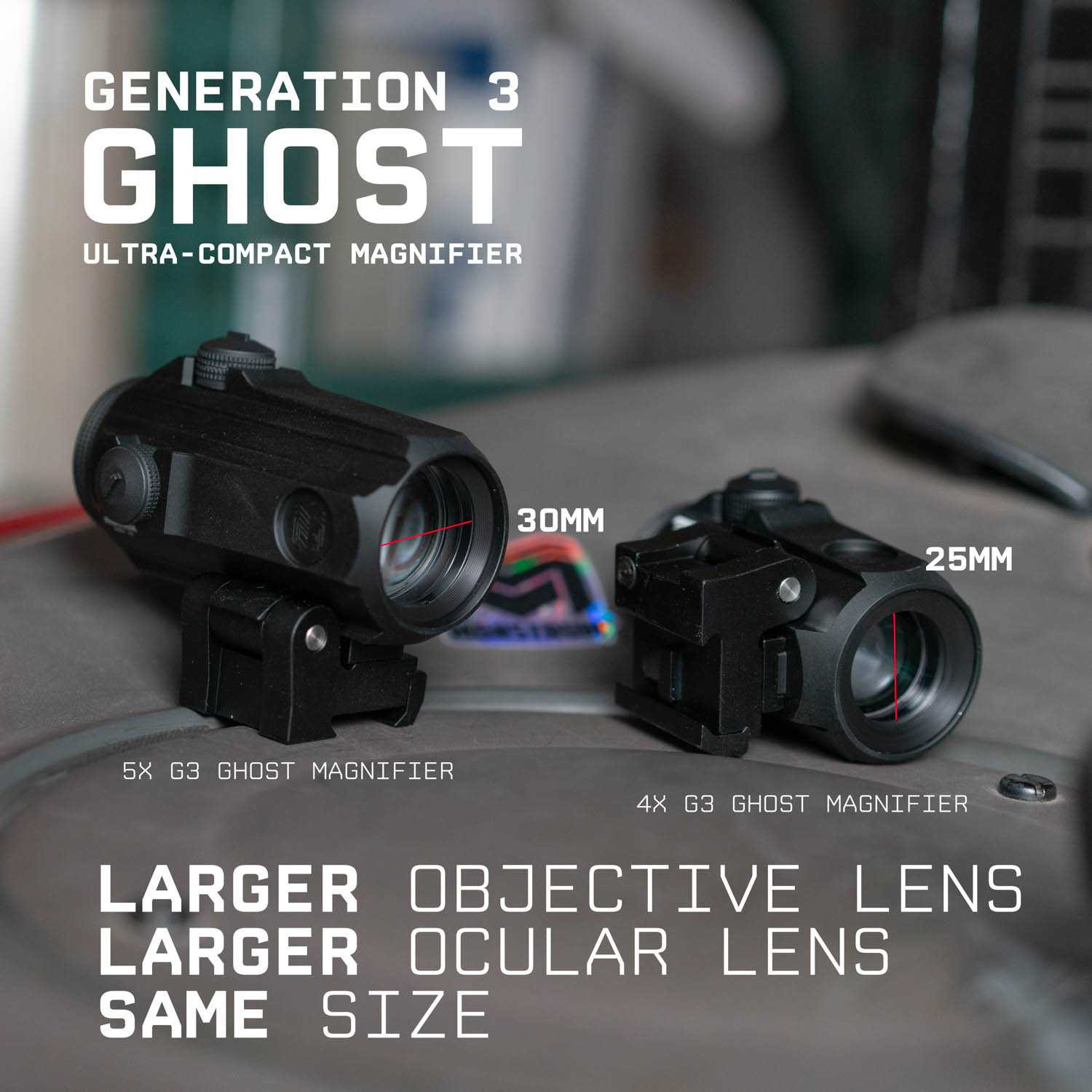 Monstrum Ghost 3X Magnifier with Flip-to-Side Mount