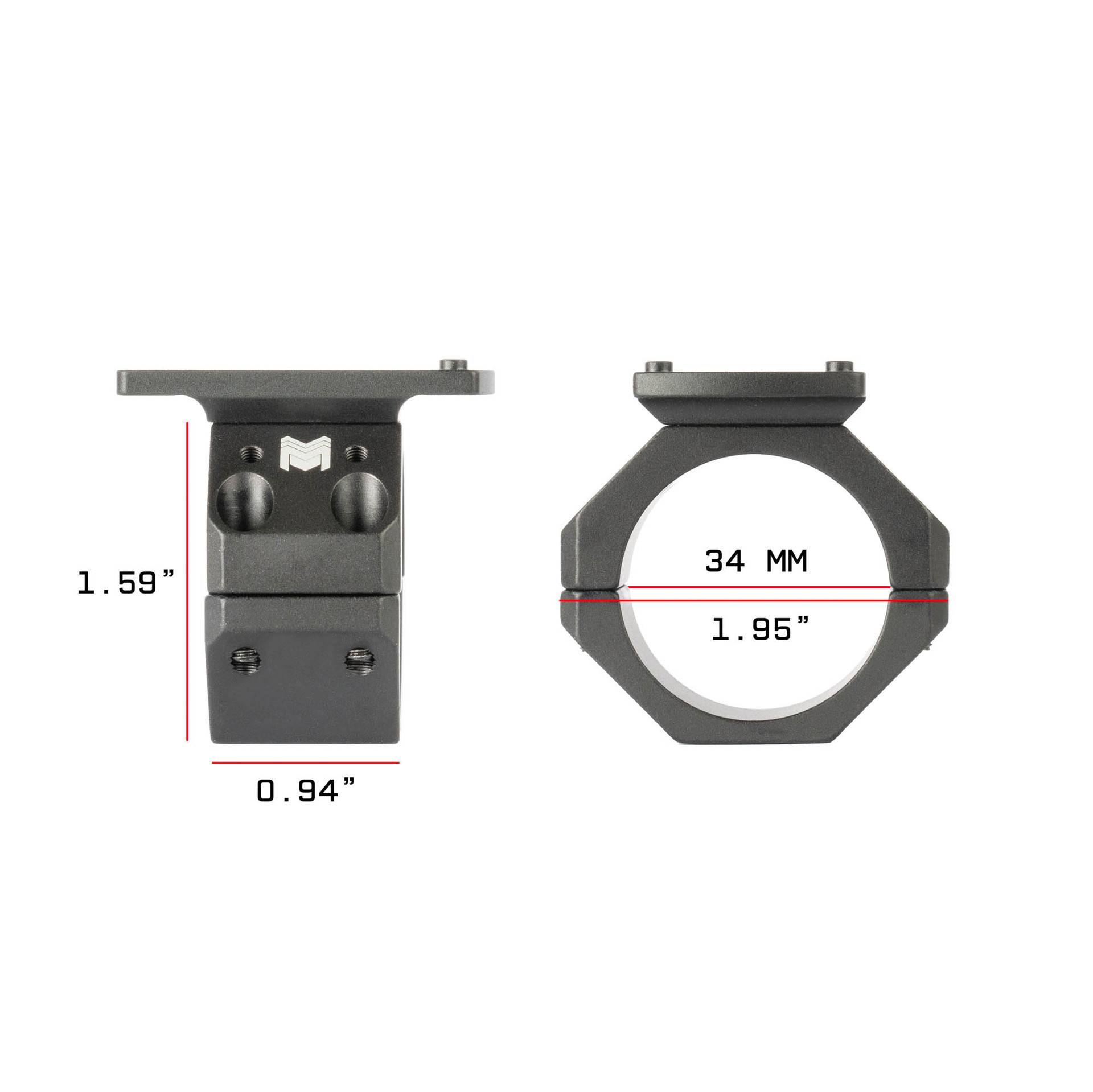 34mm Low Profile Piggyback Red Dot Ring Mount for Rifle Scopes | RMR ...