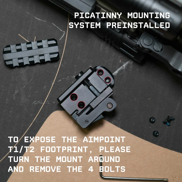 Shrapnel Red Dot Riser Mount w/ Quick Release & Removable Picatinny for ...