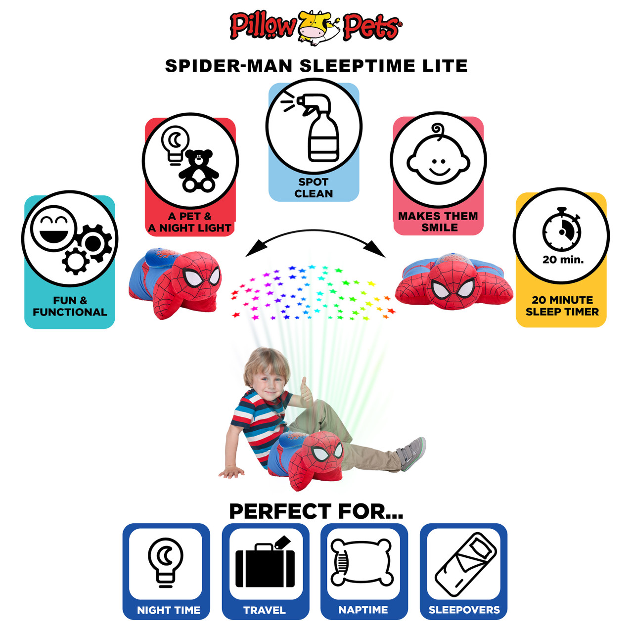 Official MARVEL Spider-Man Sleeptime Lite – A plush night light and ...