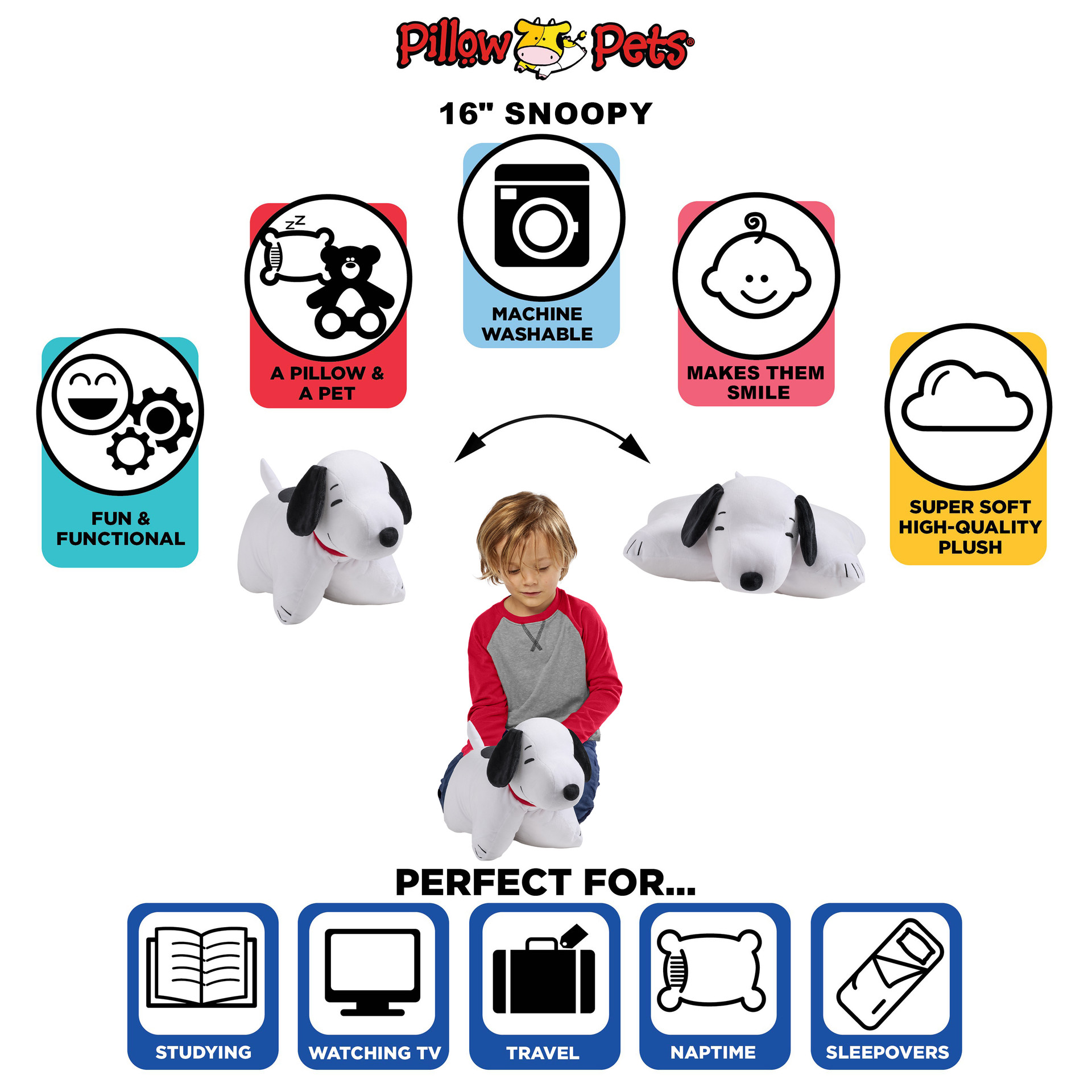 Official Peanuts Snoopy Plush Pillow Pet – A classic & collectible BPA ...