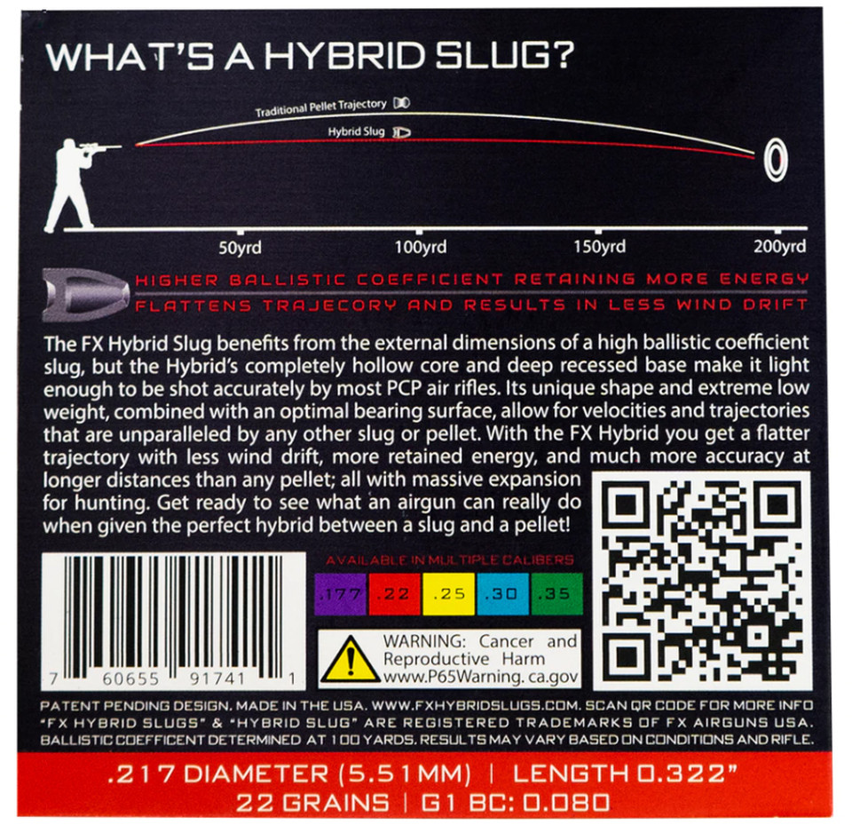 FX HYBRID SLUGS CAL .22 / 22GR - SKU: FXHS917411 - Safari Firearms