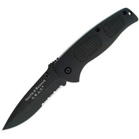 SMITH & WESSON - S&W Swat Large Black Serrated Knife - SKU: SW3000B
