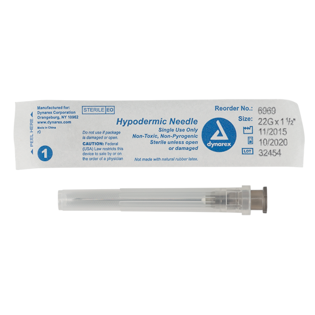 Dynarex 22G 1.5" Hypodermic Needle - Non-Safety (Box of 100) - Off Grid ...