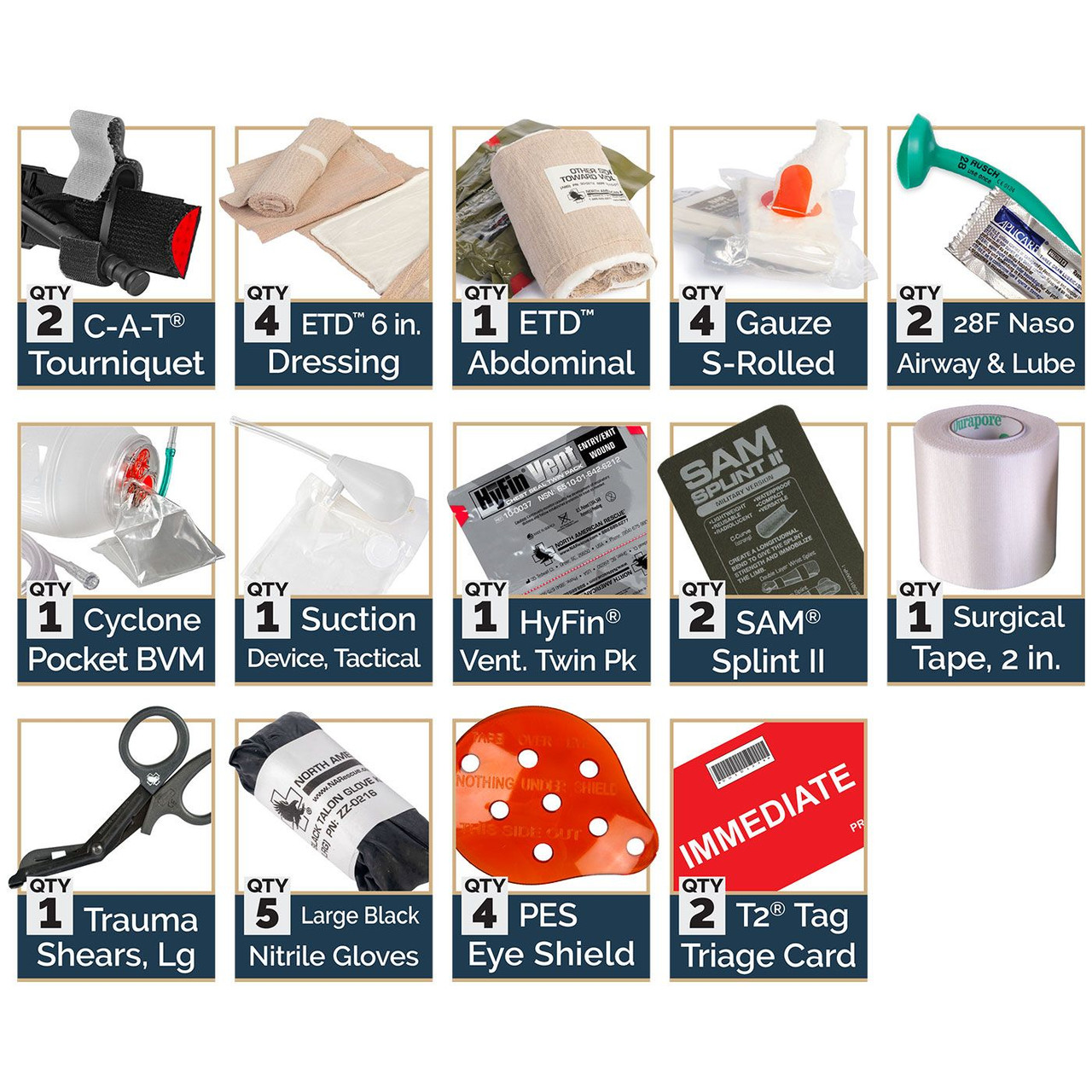 Tactical Rapid Deployment Kit w/ C-A-T Tourniquet & Hyfin Chest Seals ...
